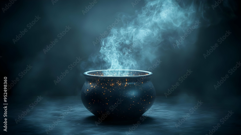 3D Glossy Witchs Brew Background with Cauldron concept as A glossy dark ...