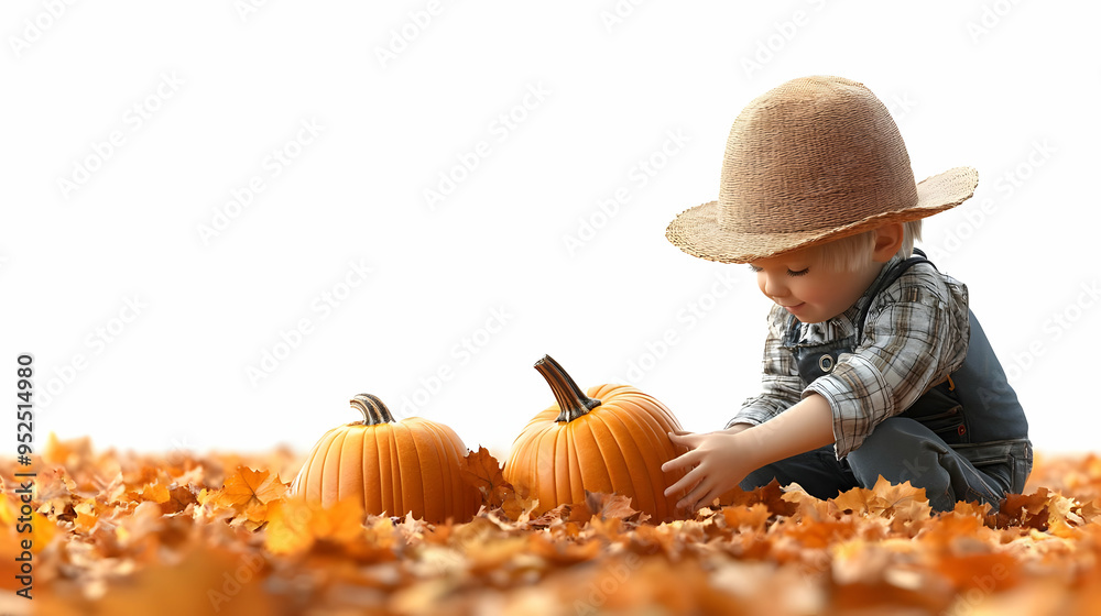 3D Candid Child Picking Out a Pumpkin concept as A candid shot of a ...