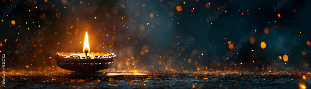 Diya and Sword Border Frame concept as Vertical frame with a lit diya ...