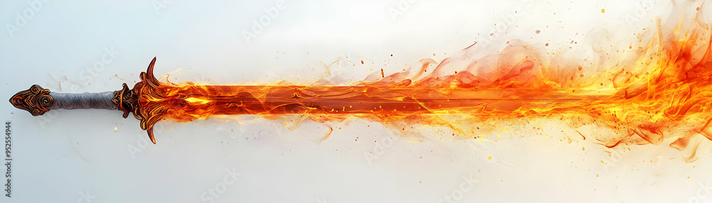 Sacred Fire and Sword concept as Abstract vector of a sword with a ...