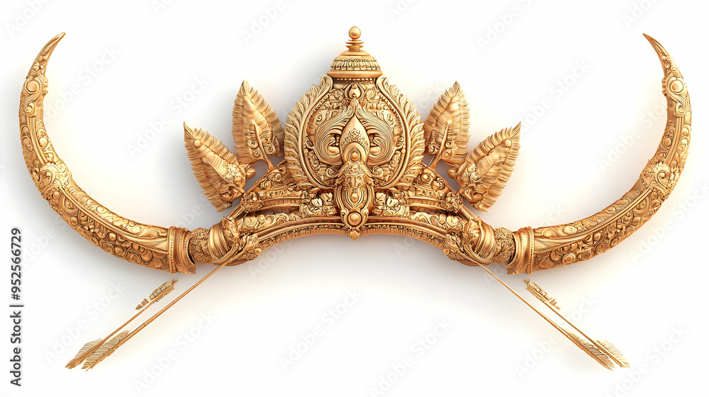 3D Ravana Crown and Bow Vector concept as Vector illustration of ...