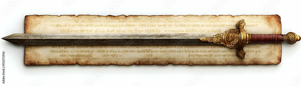 Ramayana Scroll and Sword concept as Vector illustration of an ancient ...