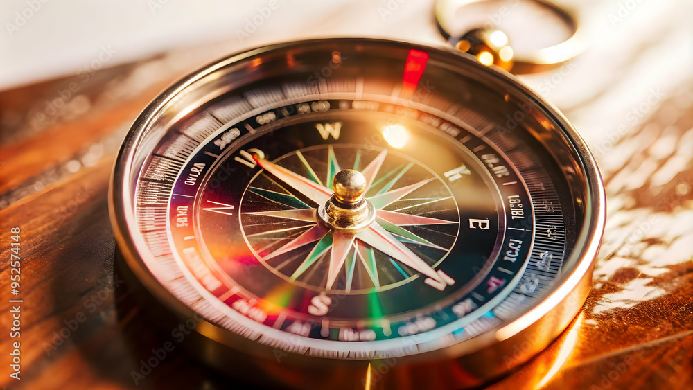 Flat Holographic compass with Labh Pancham symbol and copy space ...