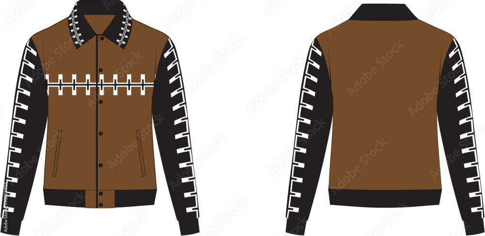 Button up jacket flat technical drawing illustration mock-up template ...