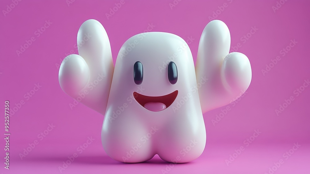 3D render of an abstract cartoon character with a flexible boneless ...