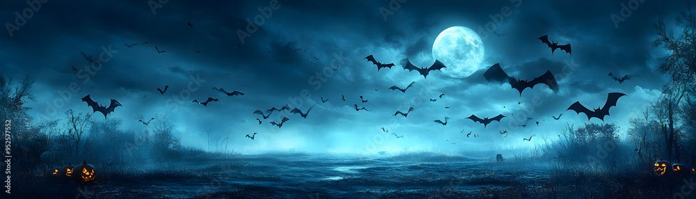 Bat and Full Moon Border with Nightfall Text concept as A dark and ...