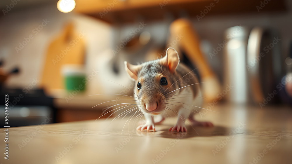Curiosity in the Kitchen: A Rat Sniffing Around the Counter with ...