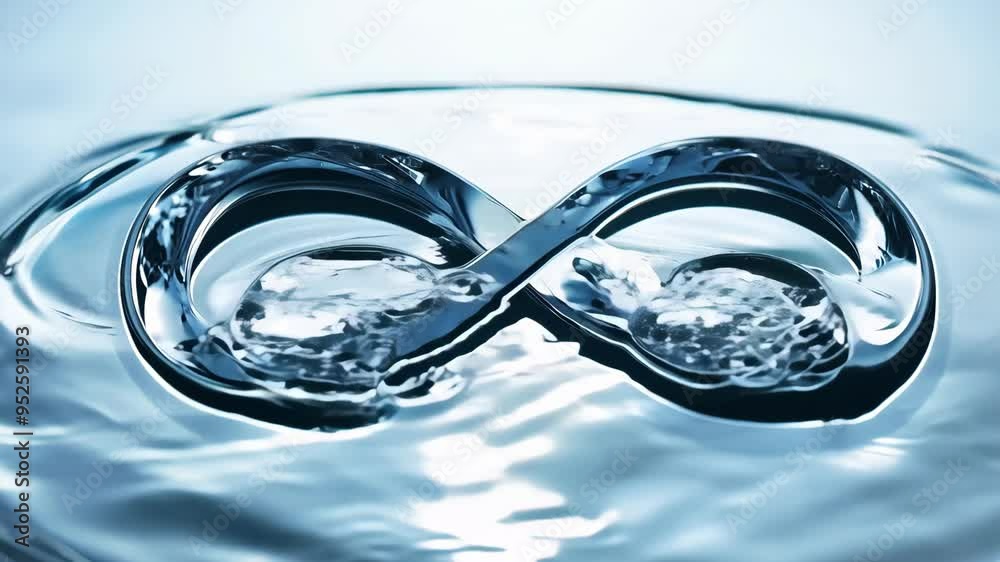 Water Infinity Symbol Flowing and Rippling on Calm Reflective Surface ...
