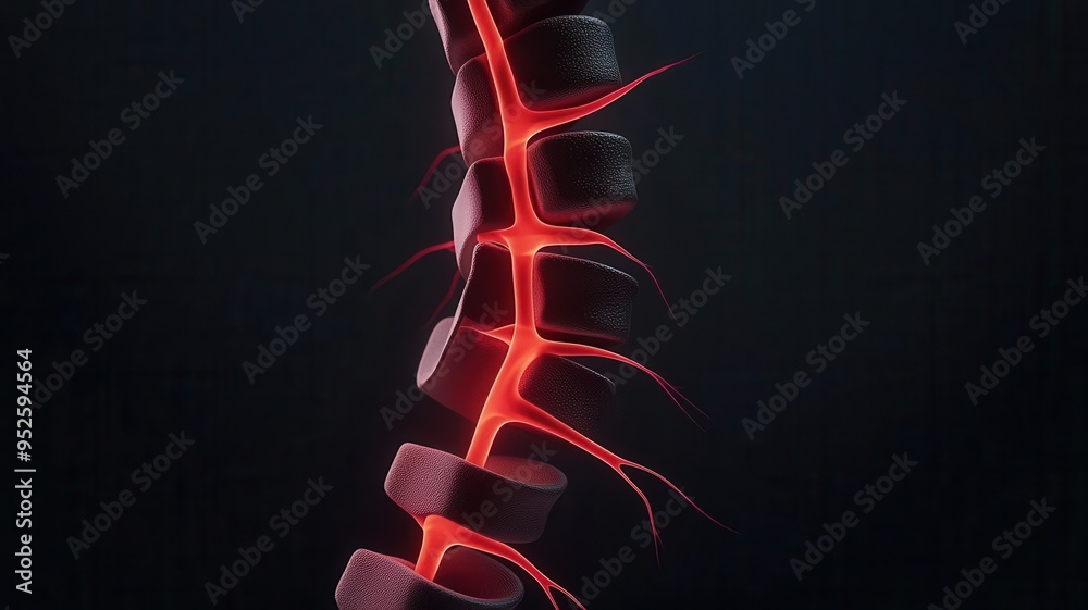Abstract visualization of nerve pain radiating from the spine due to ...