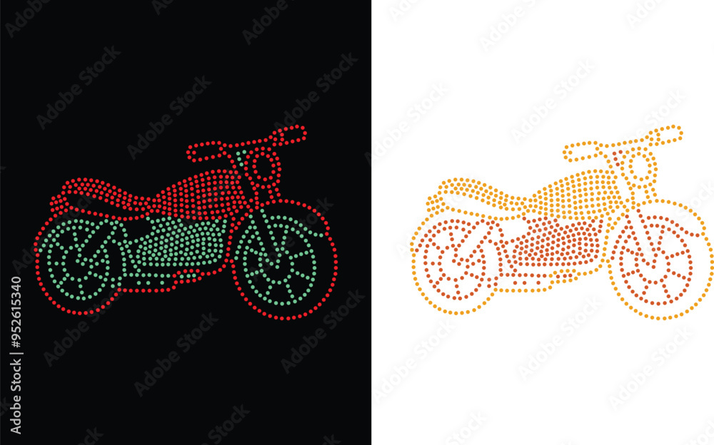 Rhinestone unique modern motorcycle vector transfer design, Rhinestone ...