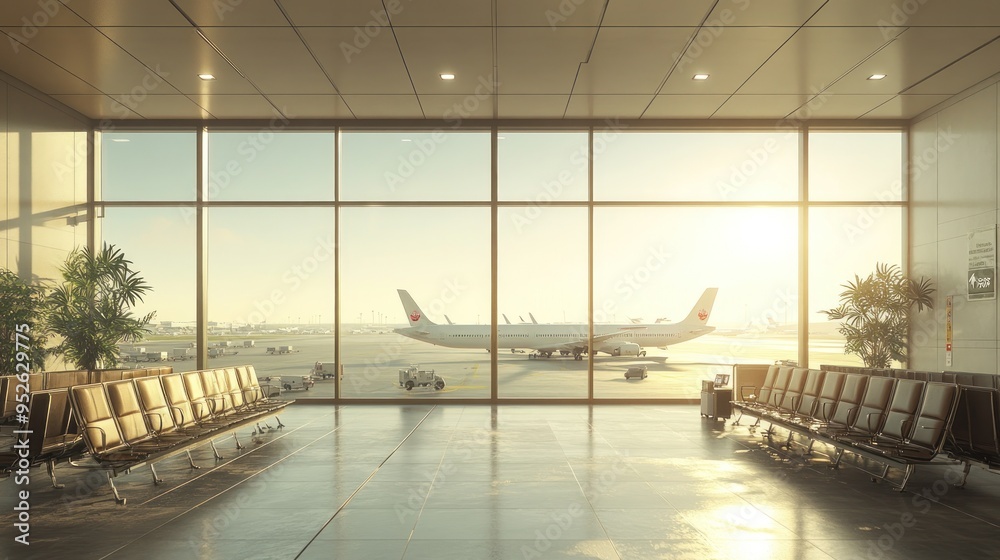 An airport observation deck with a panoramic view of aircraft and no ...