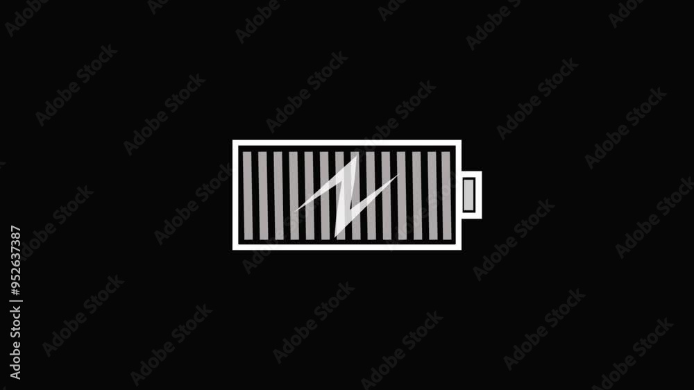 Battery charging icon animation on a black background. Neon Battery ...