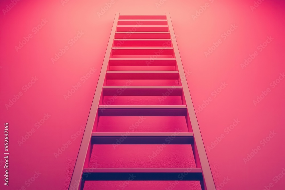 Conceptual image of a ladder leading to a bright business vision, with ...