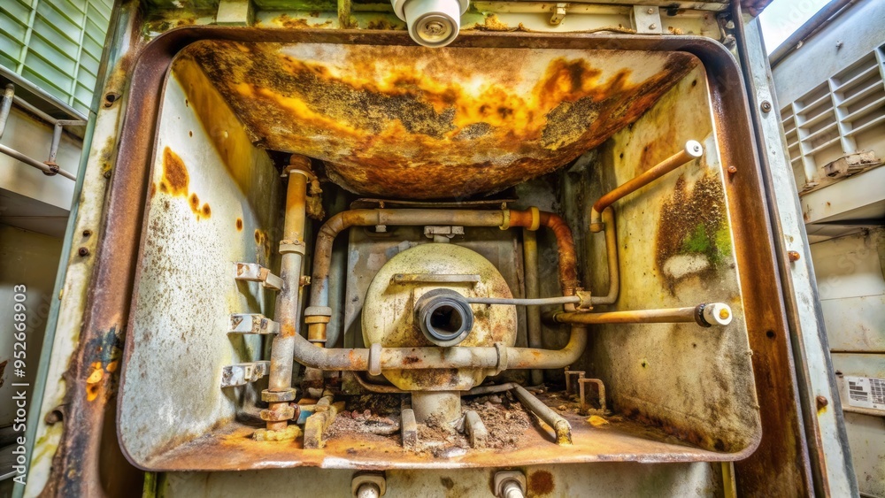 Dirty boiler interior with thick lime and mineral scale buildup causing ...