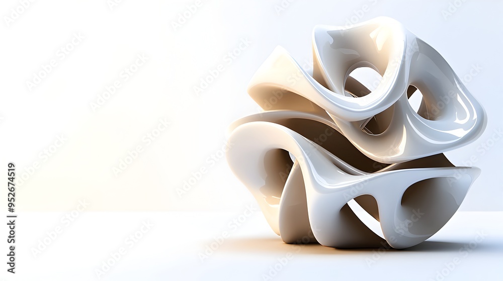 Geometric 3D Shape with Concave and Convex Surfaces Symbolizing ...