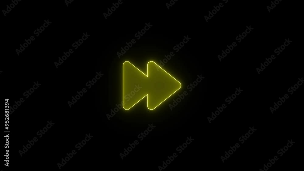Neon glowing Play button animation on black background. Play button ...