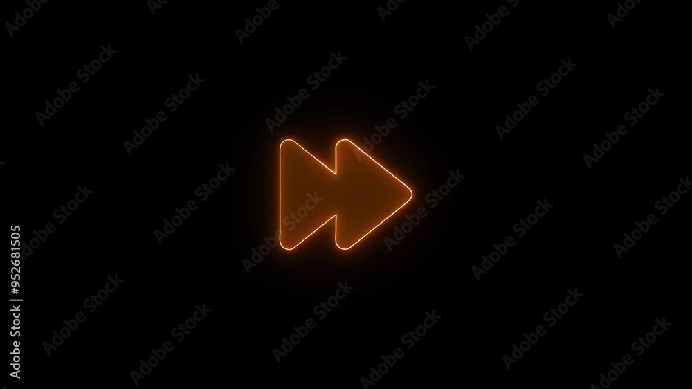 Neon glowing Play button animation on black background. Play button ...