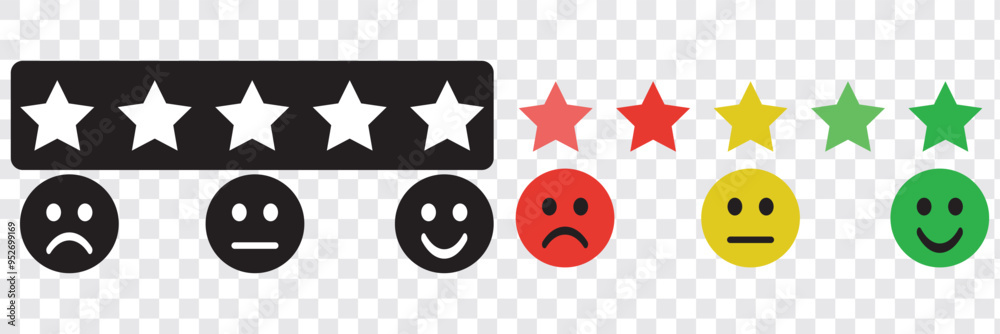 Set of customer review icons. Business client symbol, people group with ...
