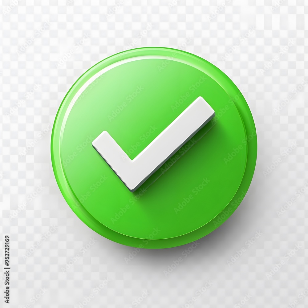3d check icon, checklist tick, done mark. Vector realistic plastic style checkmark, symbol of ...