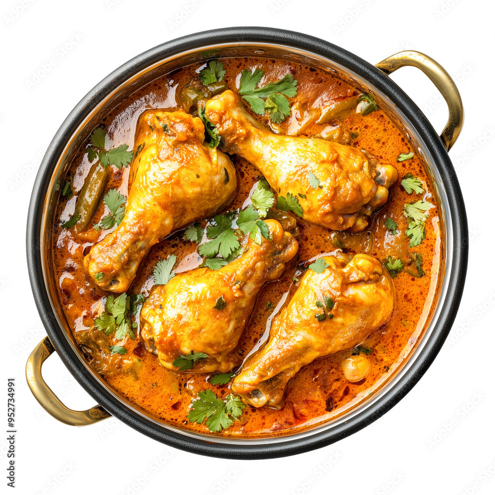 Top view of spicy chicken curry pot, Chicken legs curry, indian chicken ...
