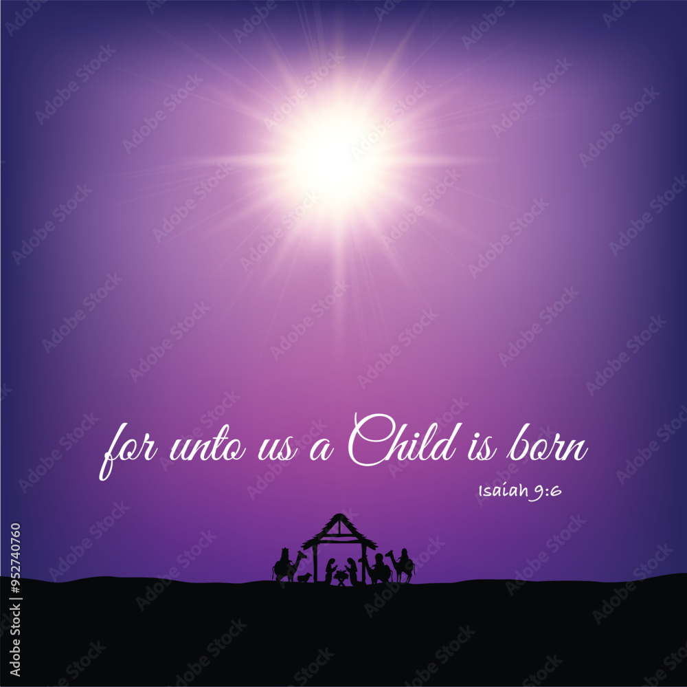 For unto us a Child is Born Isaiah 9:6 bible scripture quote ...