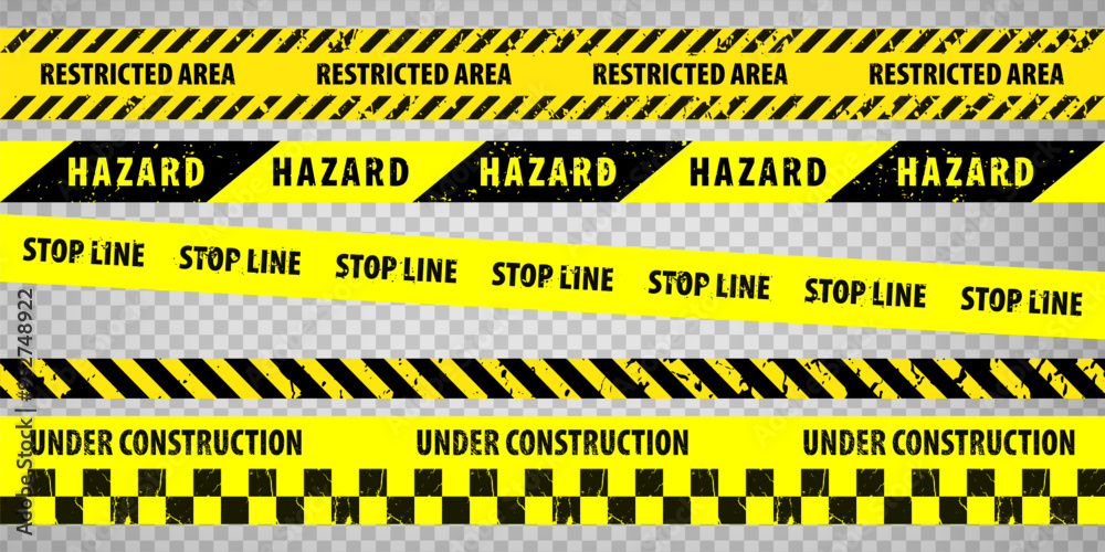 Black and yellow police stripe border, under construction, danger ...