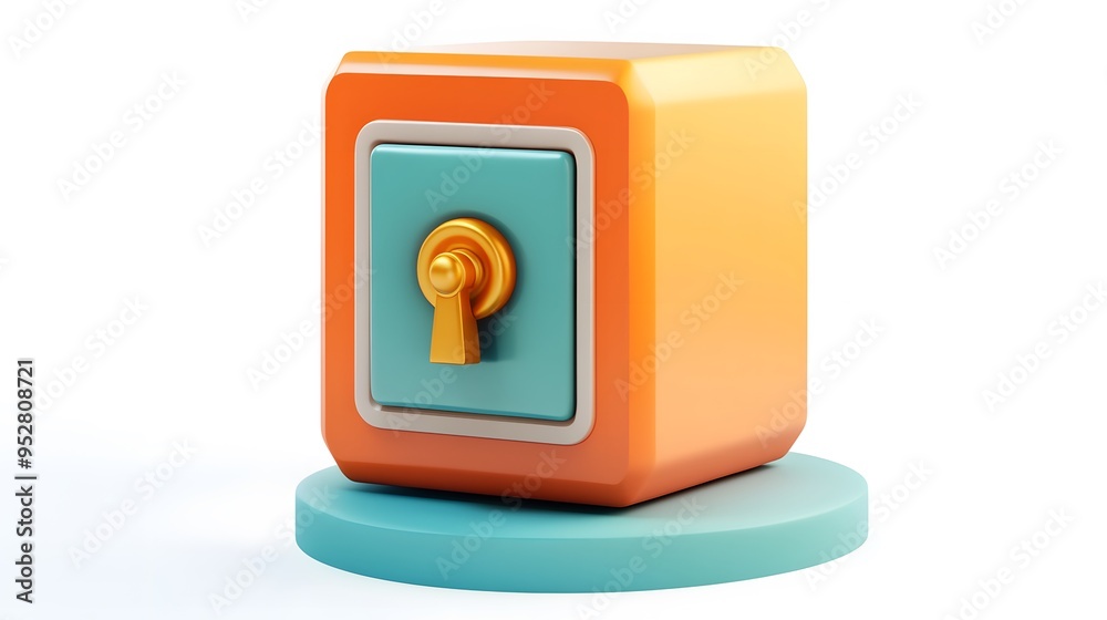 cartoon 3d icon of safe with lock. 3d illustration for finance and ...