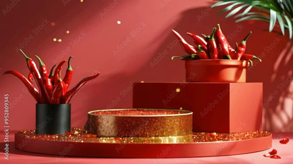 Empty Podium with Chili Pepper for Natural and Organic Product ...