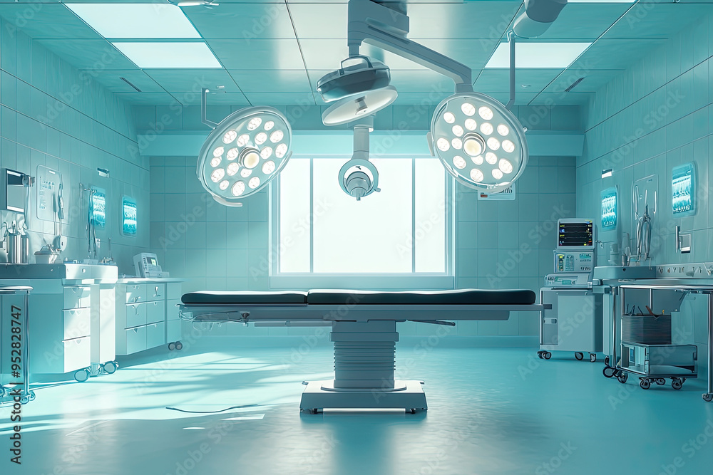 A sterile operating room, bathed in the cool, clinical light of ...