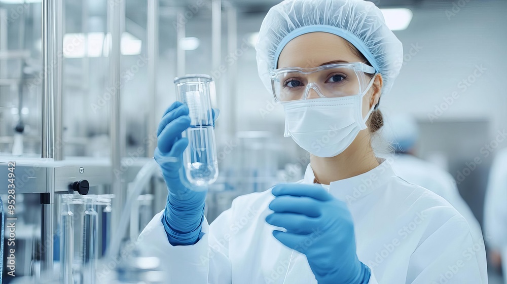 Technician conducting aseptic processing in a cleanroom for ...