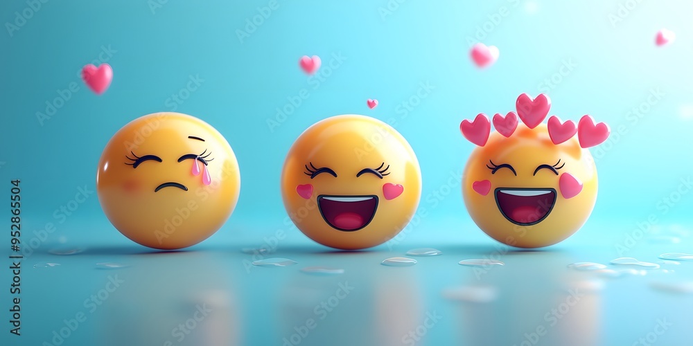 Collection of smiling emojis with different facial expressions on a ...