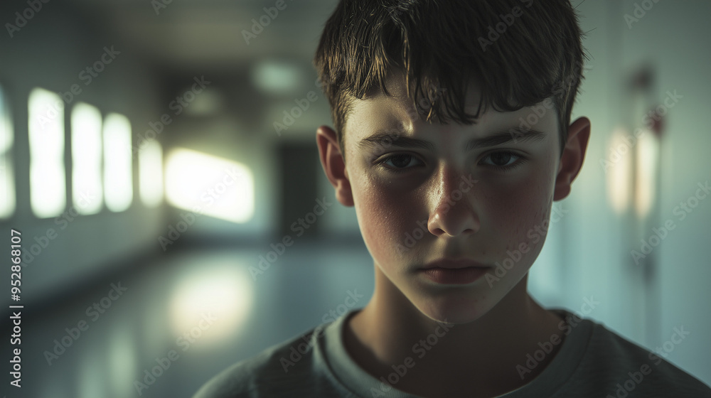 Portrait of a School Bullying Victim. Captured in a Quiet, Secluded ...