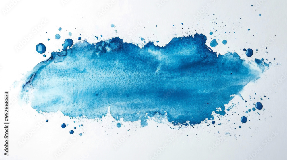 Azure PNG watercolor wash illustration. A vibrant blue watercolor ...