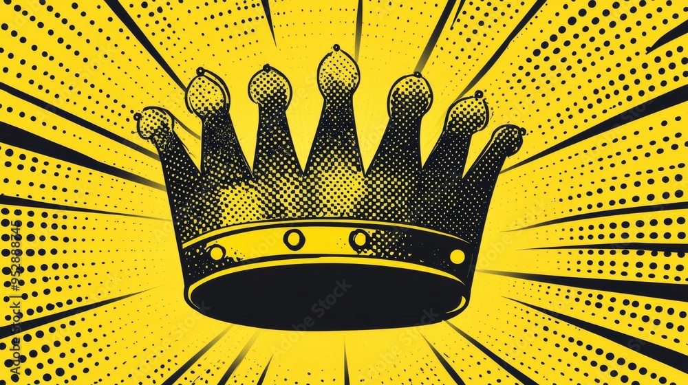 Vintage black and white crown halftone effect. Components for a collage ...