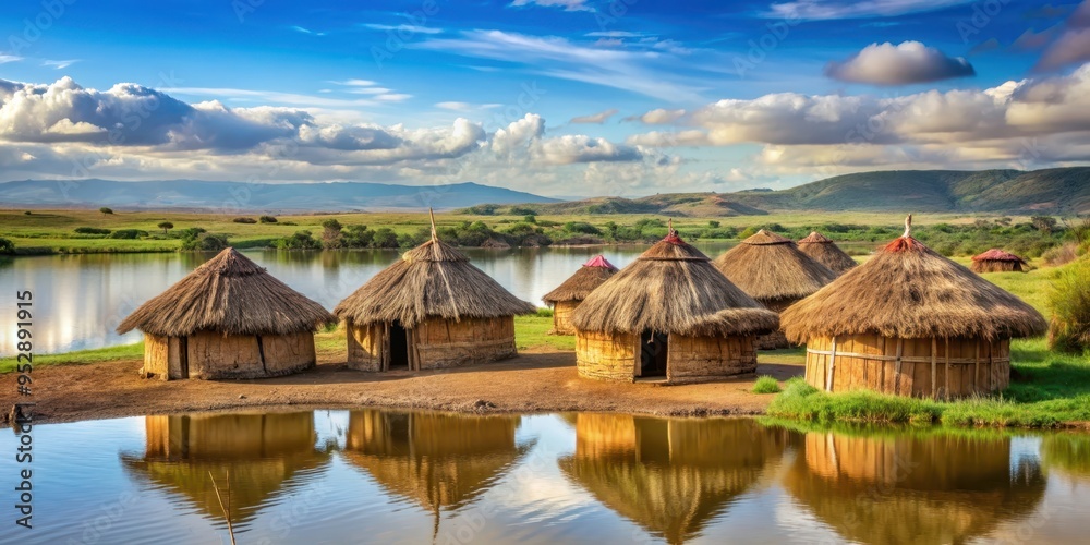 Traditional Maasai huts by the lake , Maasai, huts, traditional, Kenya ...