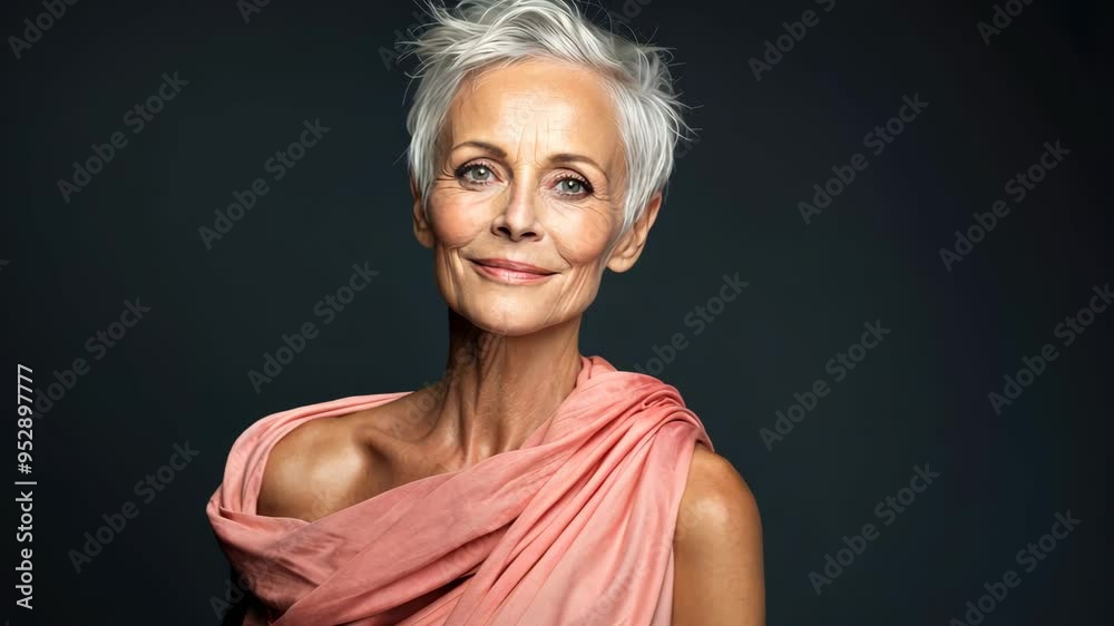A captivating encounter with beauty as a senior woman exudes confidence ...
