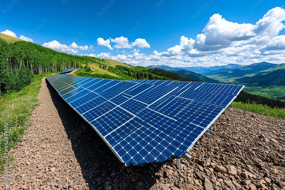 Cost-effective clean energy is captured in a realistic photo of a community powered entirely by ...