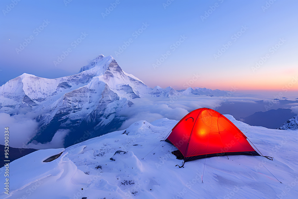 Small Red Camping Tent on Mount Everest | Adventurous Camping in ...