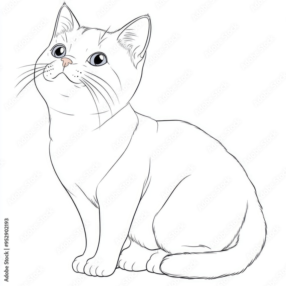 Delightful and simple cat coloring page designed for toddlers to spark ...