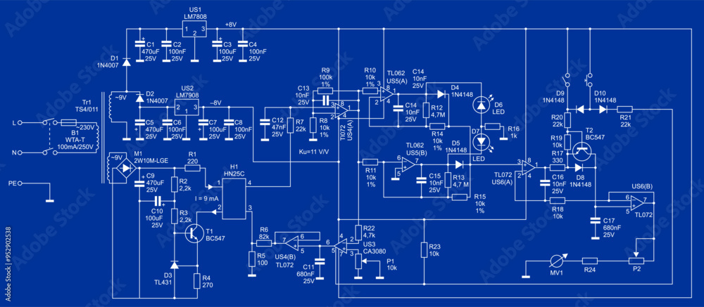 Schematic diagram of electronic device. Vector drawing electrical ...