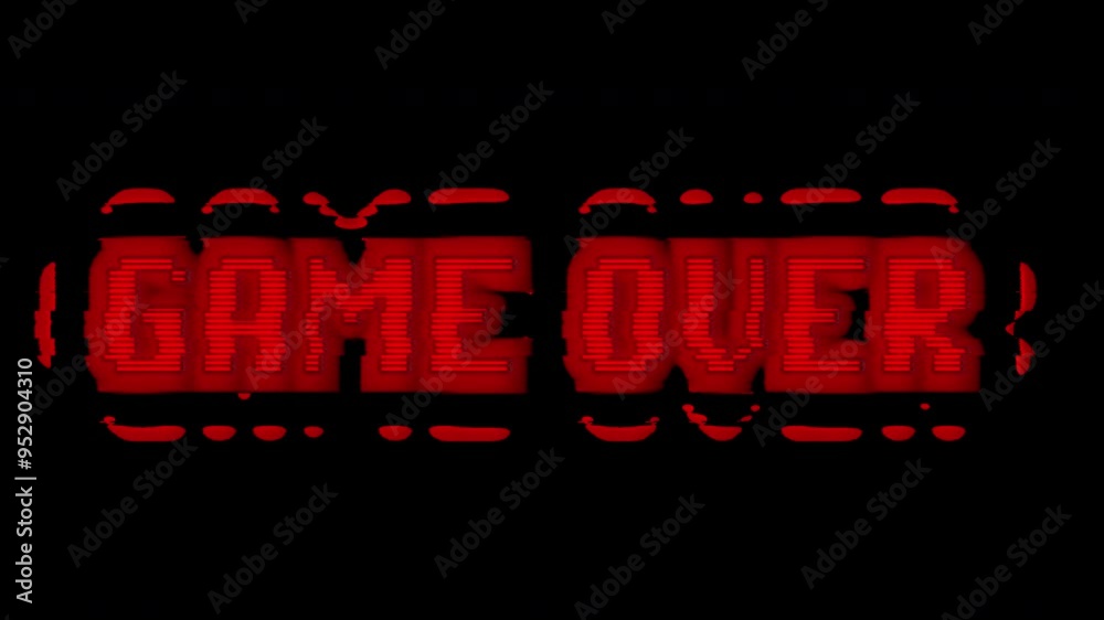 A bold, red, GAME OVER text in a retro glitch, pixelated style ...