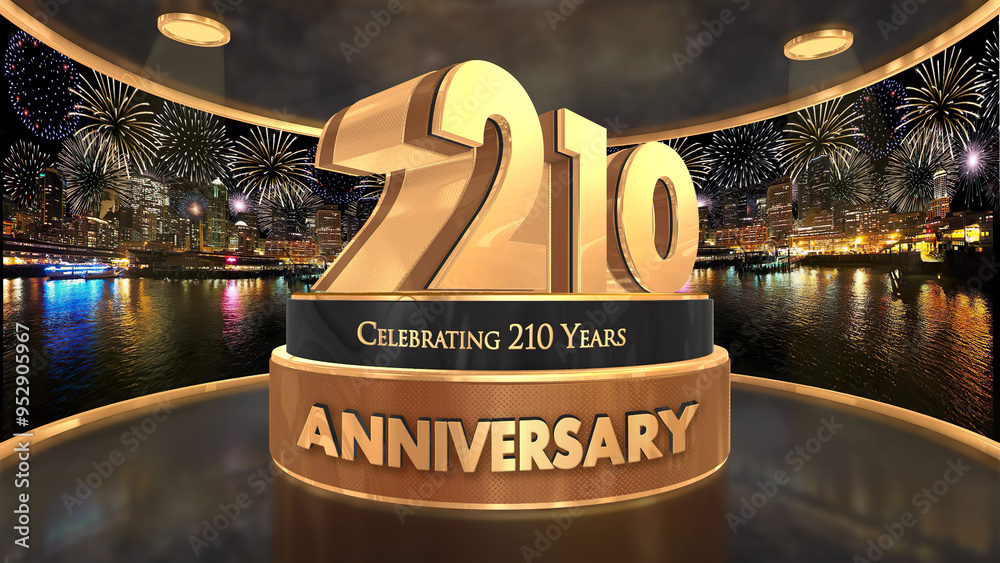 210 years, 210th anniversary illustration, backdrop, flyer, poster in ...