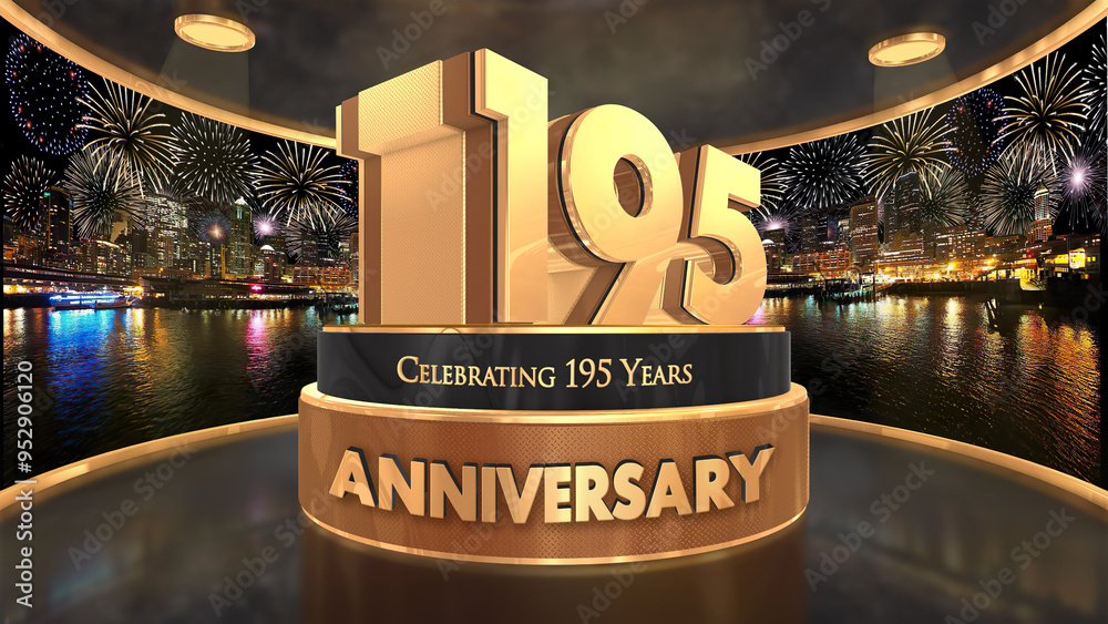 195 years, 195th anniversary illustration, backdrop, flyer, poster in ...