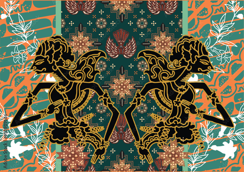Indonesian batik motifs by displaying a very distinctive wayang kulit ...