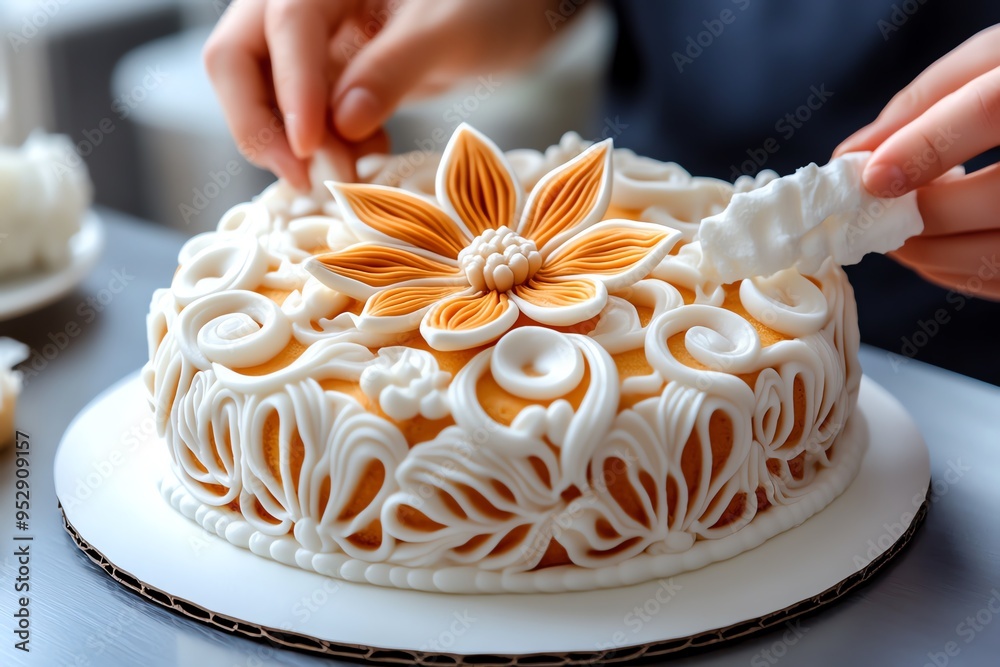 Handmade Dessert Frosting, Elegant, and Layered visualized in a bakery ...