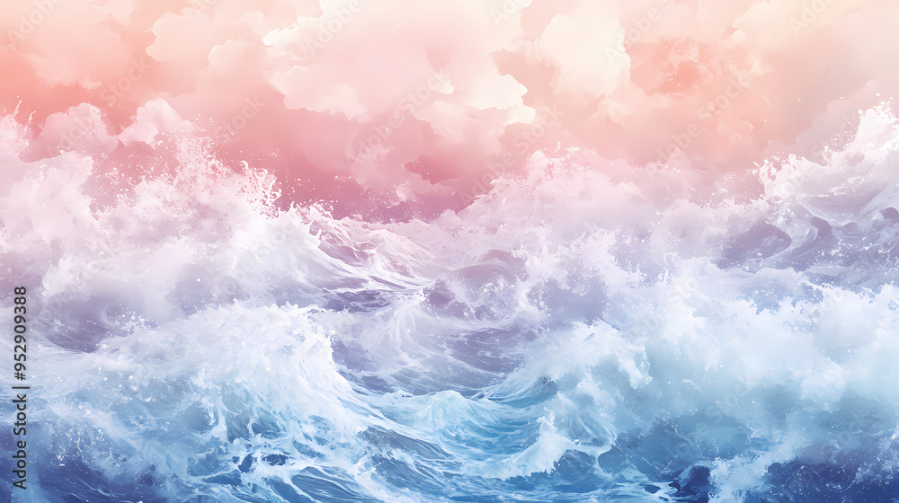 Merge the serenity of the sea with dreamlike elements in a marble ...