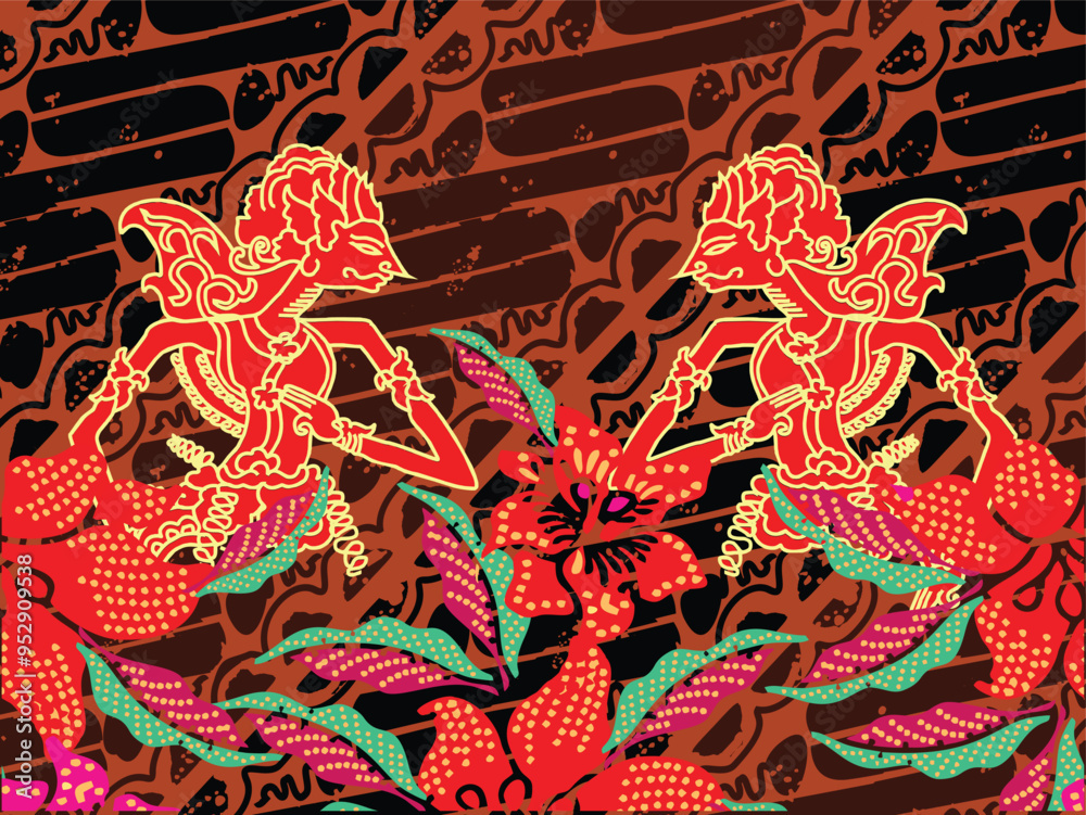 Indonesian batik motifs by displaying a very distinctive wayang kulit ...