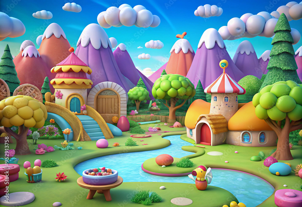Empty 3D Cartoon Background Wallpaper for Kids A playful and colorful ...