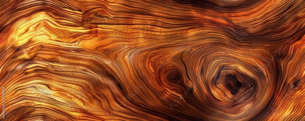 Richly polished teak wood with golden hues and smooth grain, perfect ...