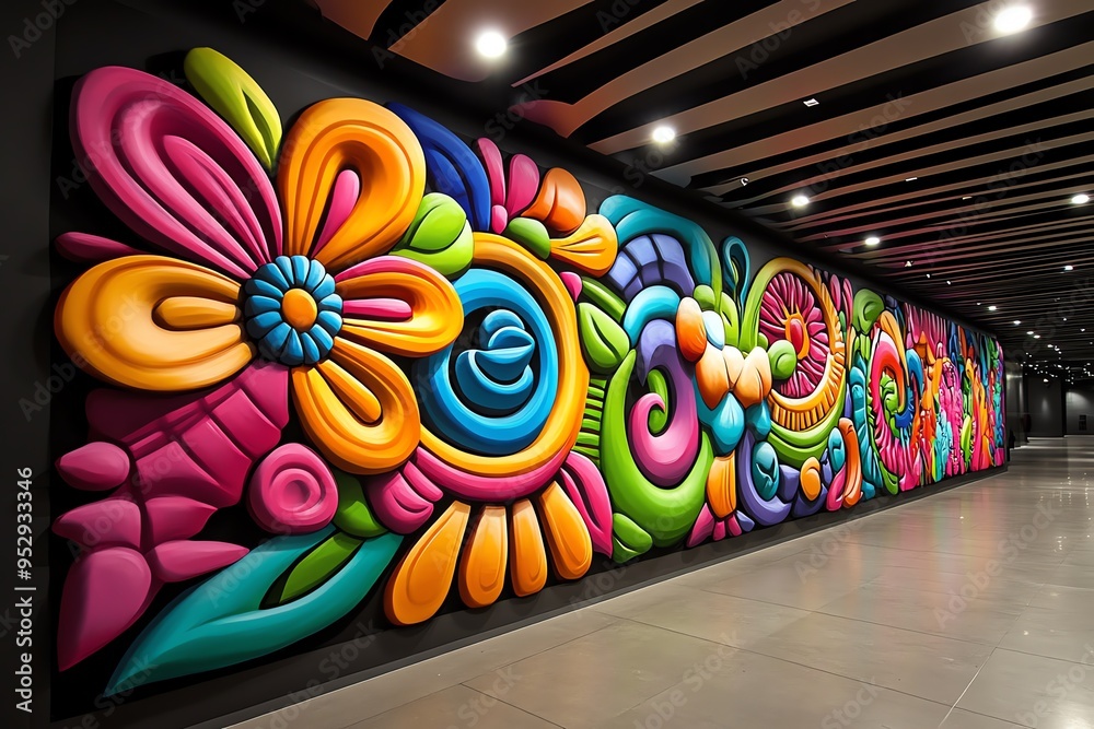 Neon color graffiti art with bold and expressive patterns, illustrated ...